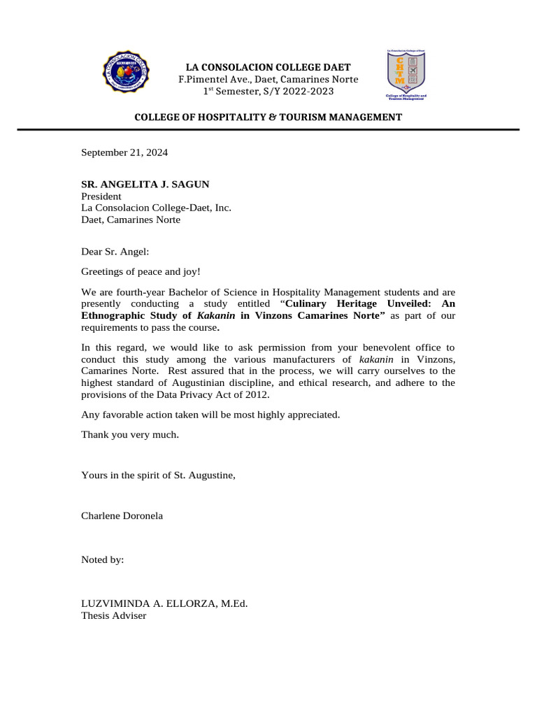 Letter of Request To Conduct Research | PDF