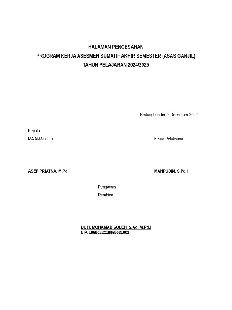 Halaman Pengesahan | PDF