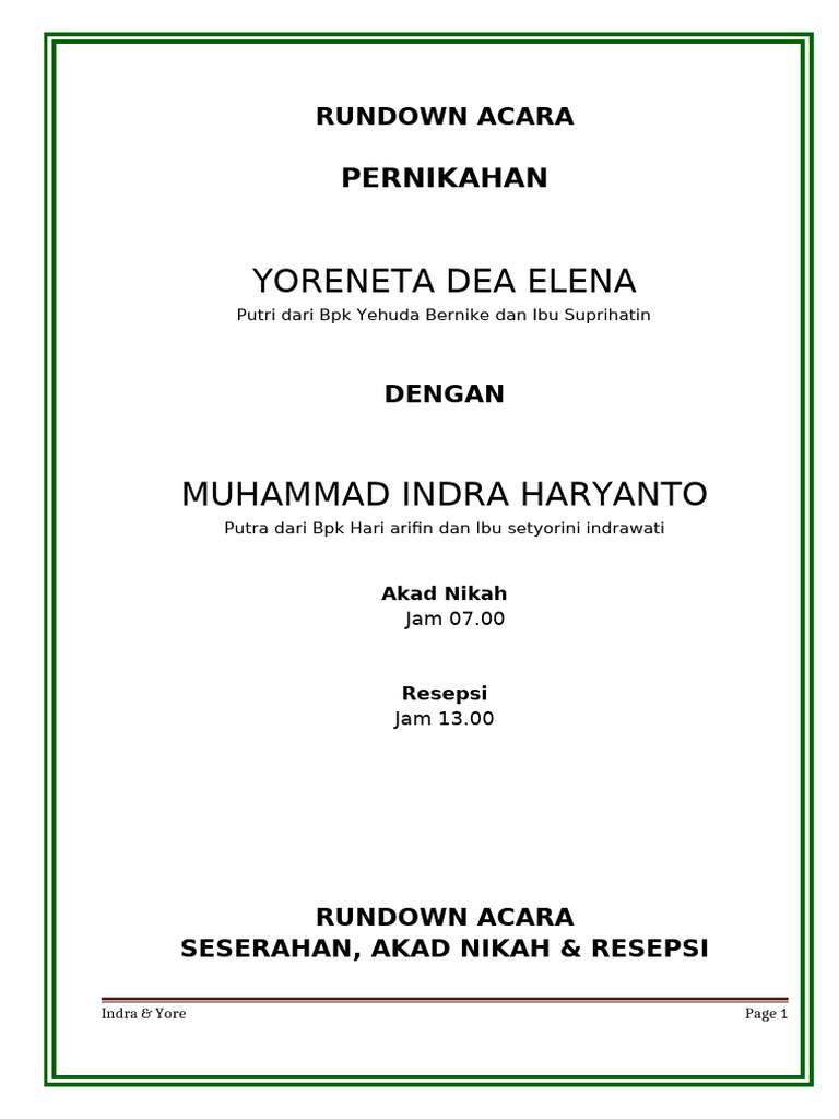 Rundown Acara Pernikahan | PDF