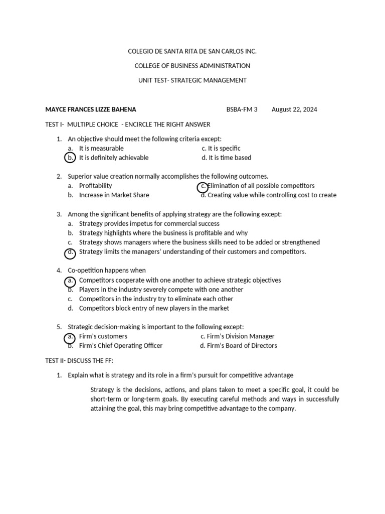 unittest 1 | PDF | Competitive Advantage | Goal unittest 1 | PDF | Competitive Advantage | Goal