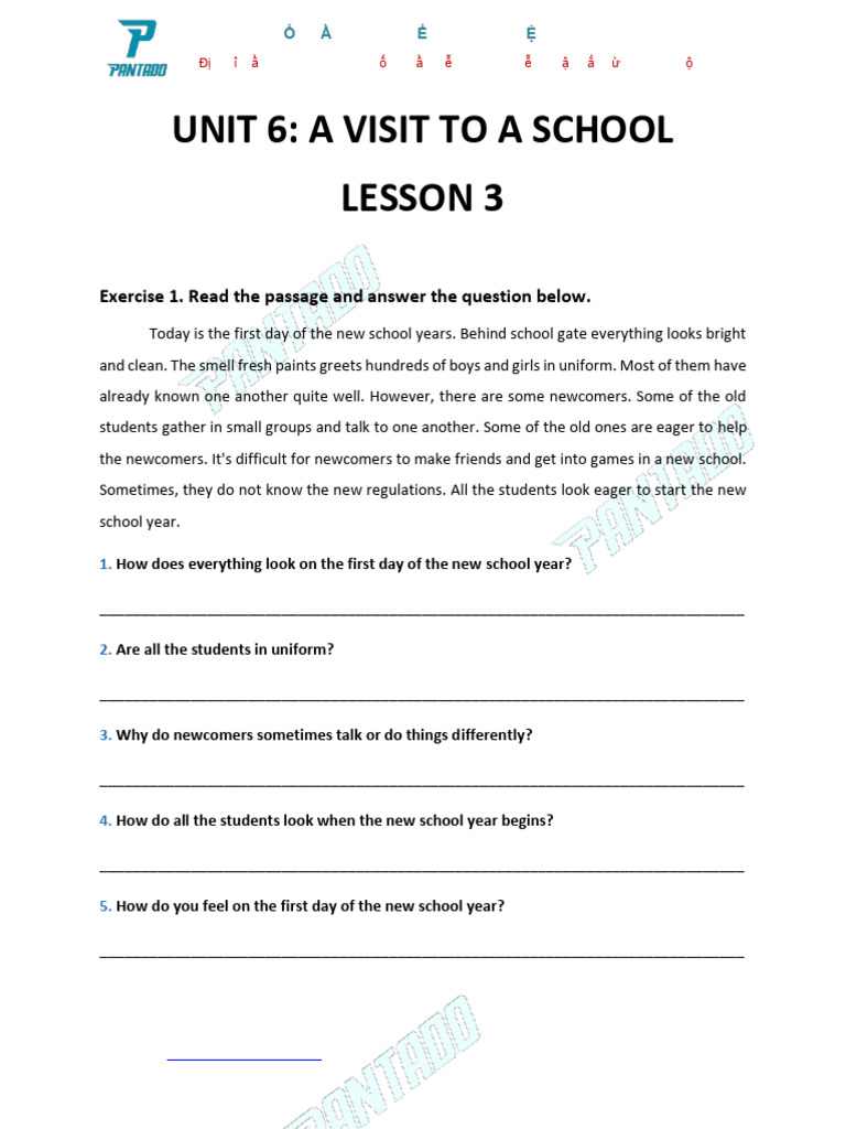 Unit 6 a Visit to a School_lesson 3 | PDF