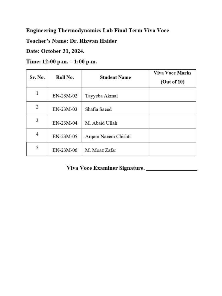 thermo viva final | PDF