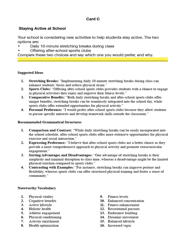 Active School Initiatives: Sports vs. Stretching | PDF | Physical ...
