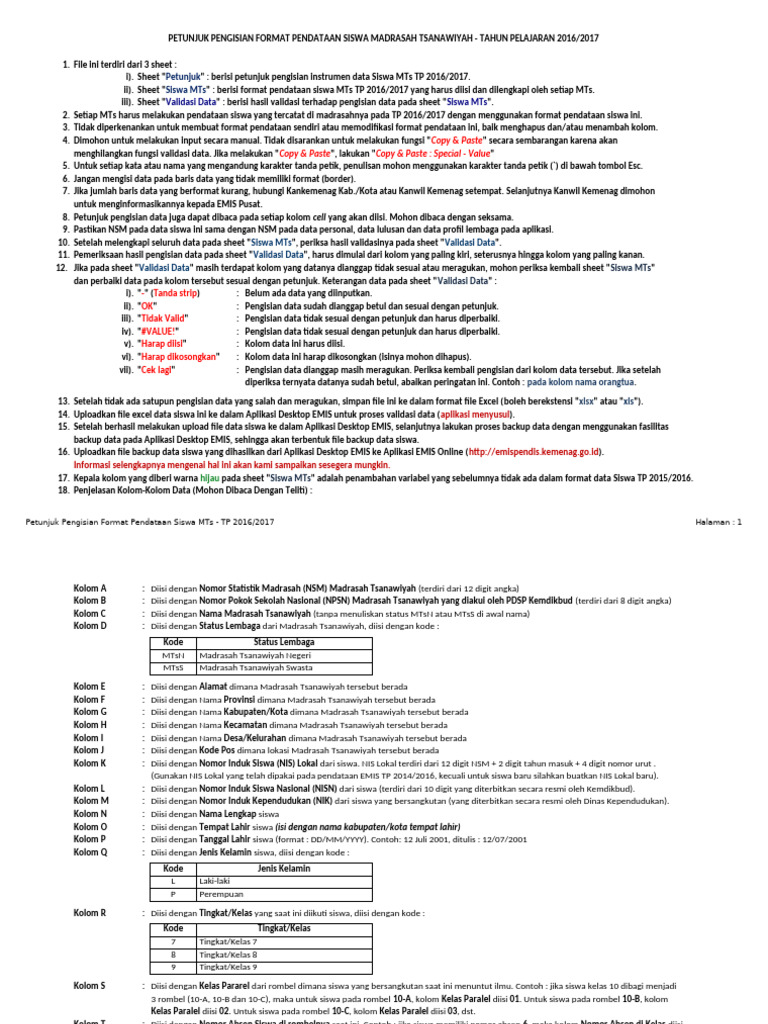 Form MTs TP 2023-2024 Ganjil (Siswa) | PDF