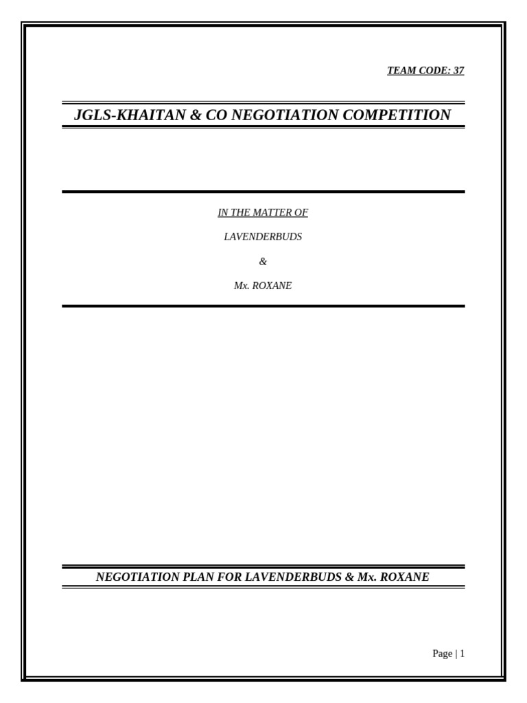 Lavenderbuds & Mx. Roxane Negotiation Plan | PDF | Brand | Social Psychology