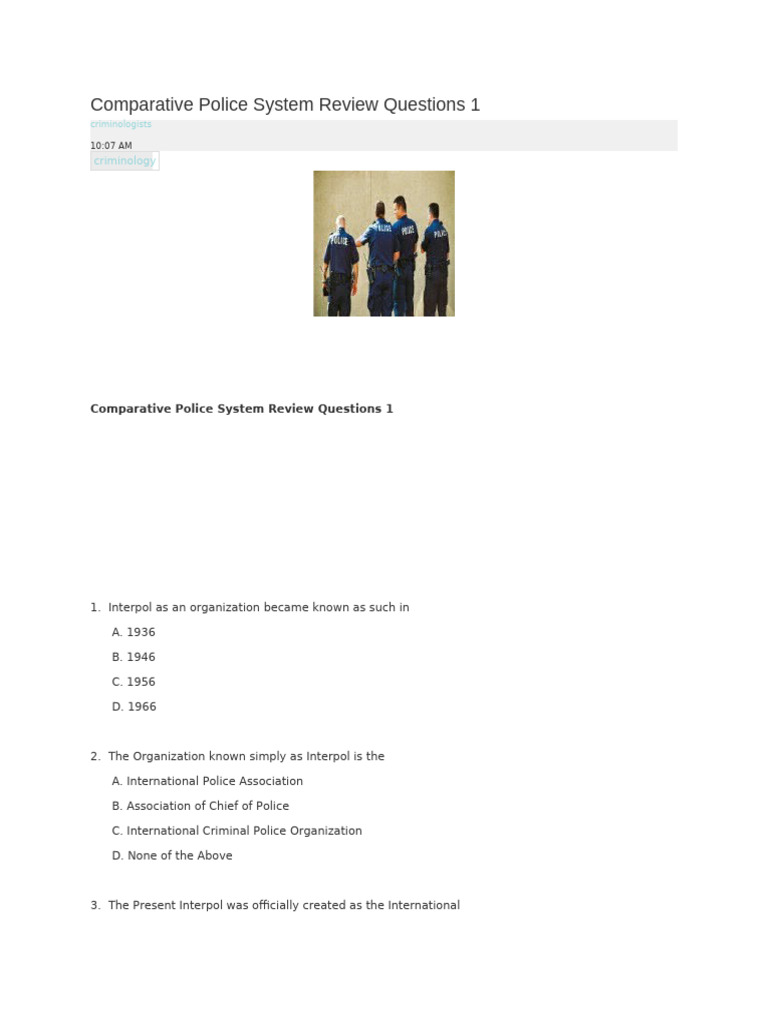 Comparative Police System Review Questions 1 | PDF
