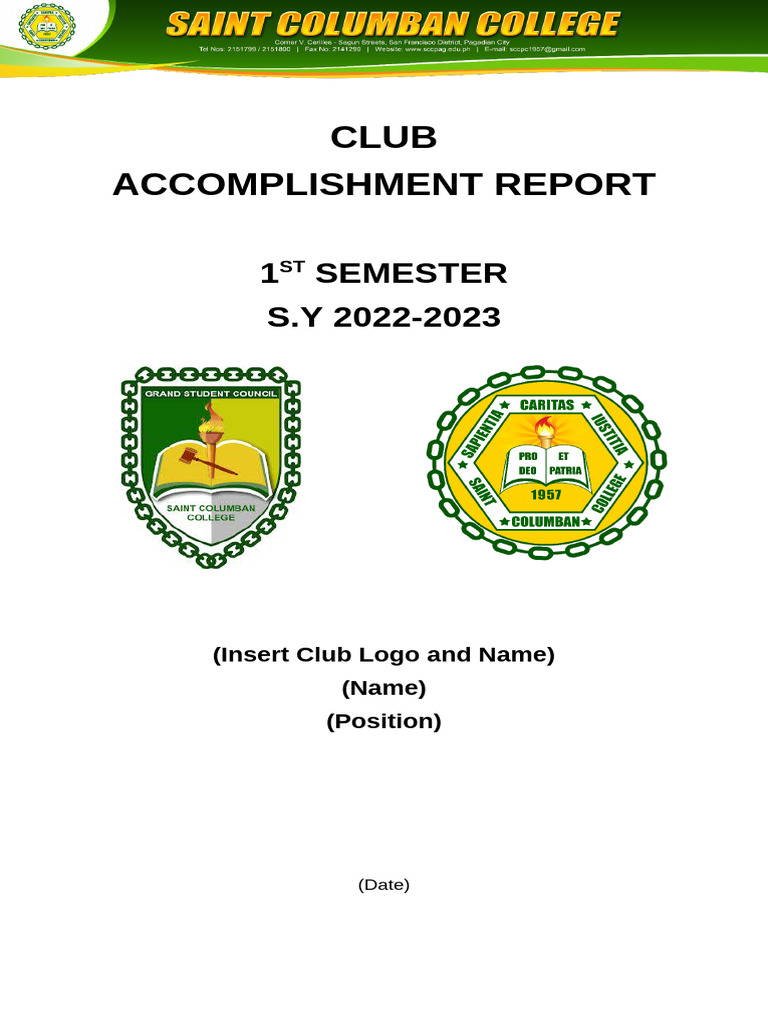CLUB ACCOMPLISHMENT REPORT Template | PDF