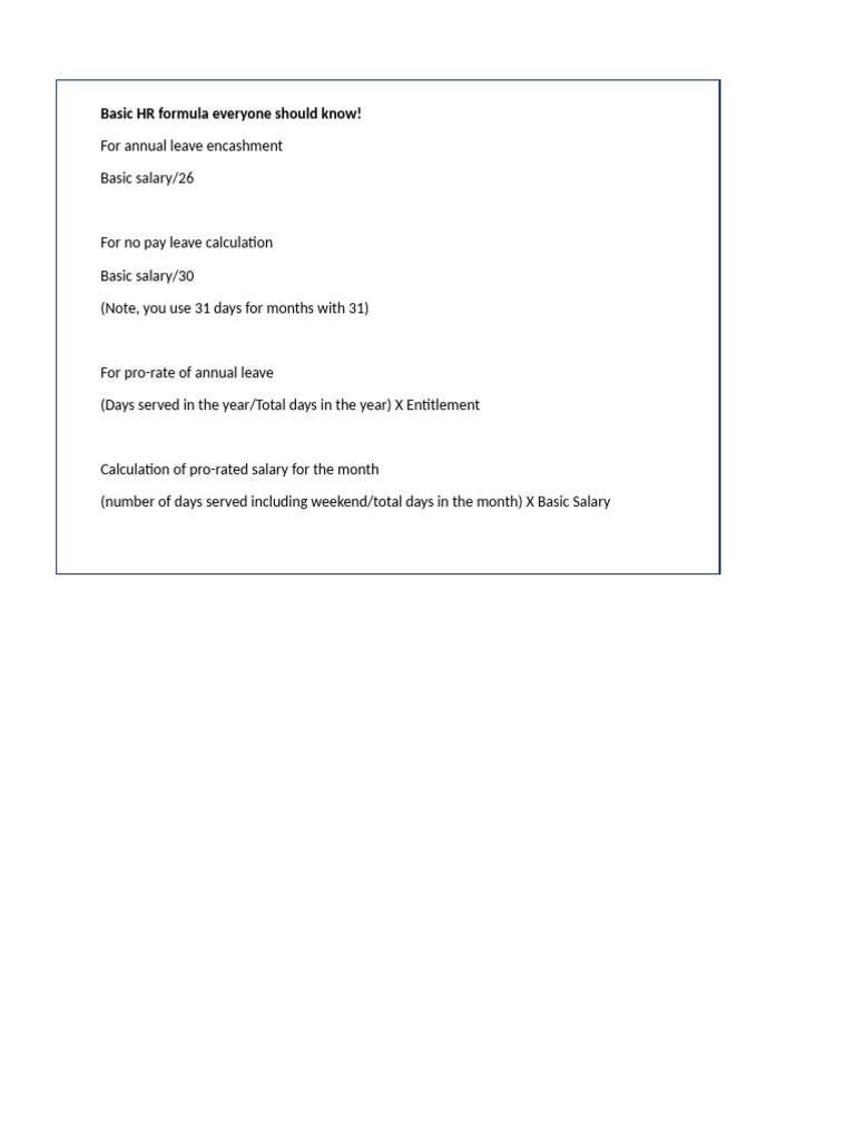 Basic HR Formula | PDF