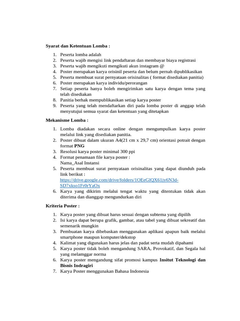 Syarat Dan Ketentuan Lomba | PDF