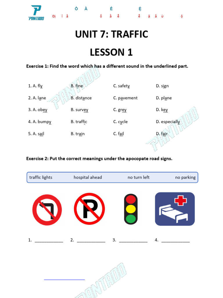 Traffic Lesson Exercises | PDF