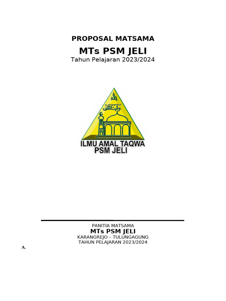 PROPOSAL MATSAMA MPJ 2023 2024 | PDF