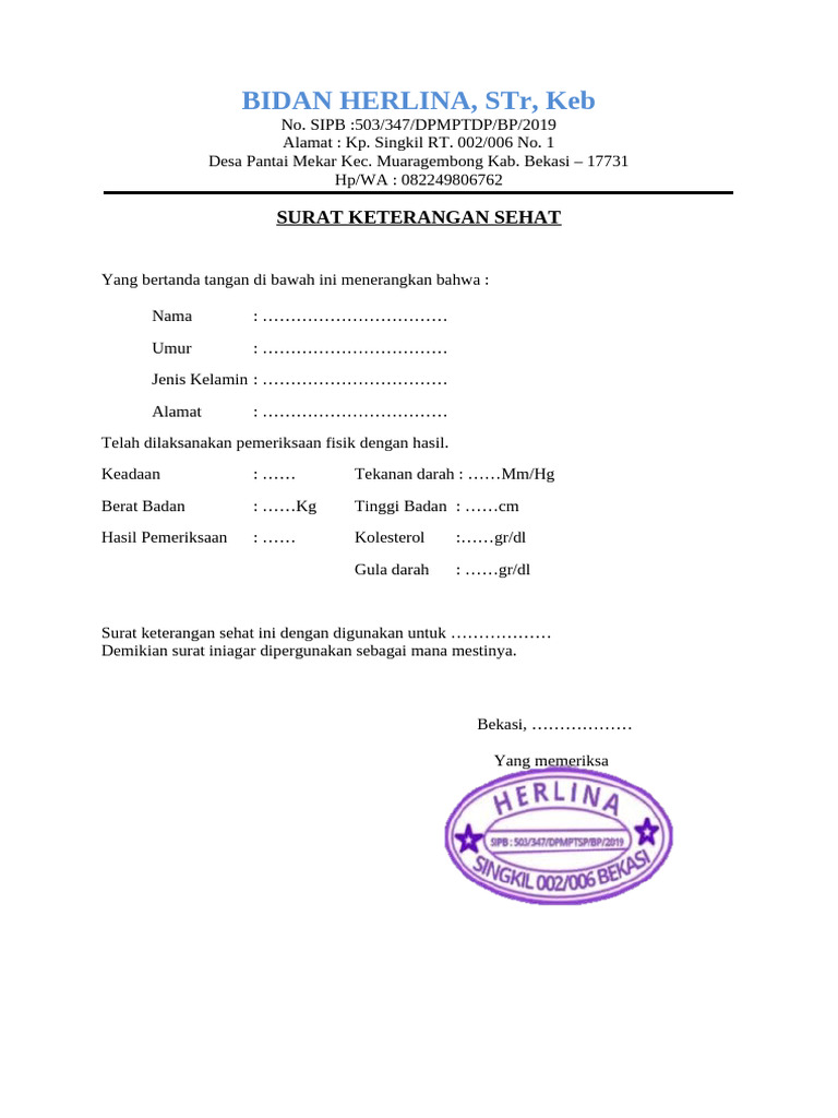 Surat Keterangan Sehat | PDF