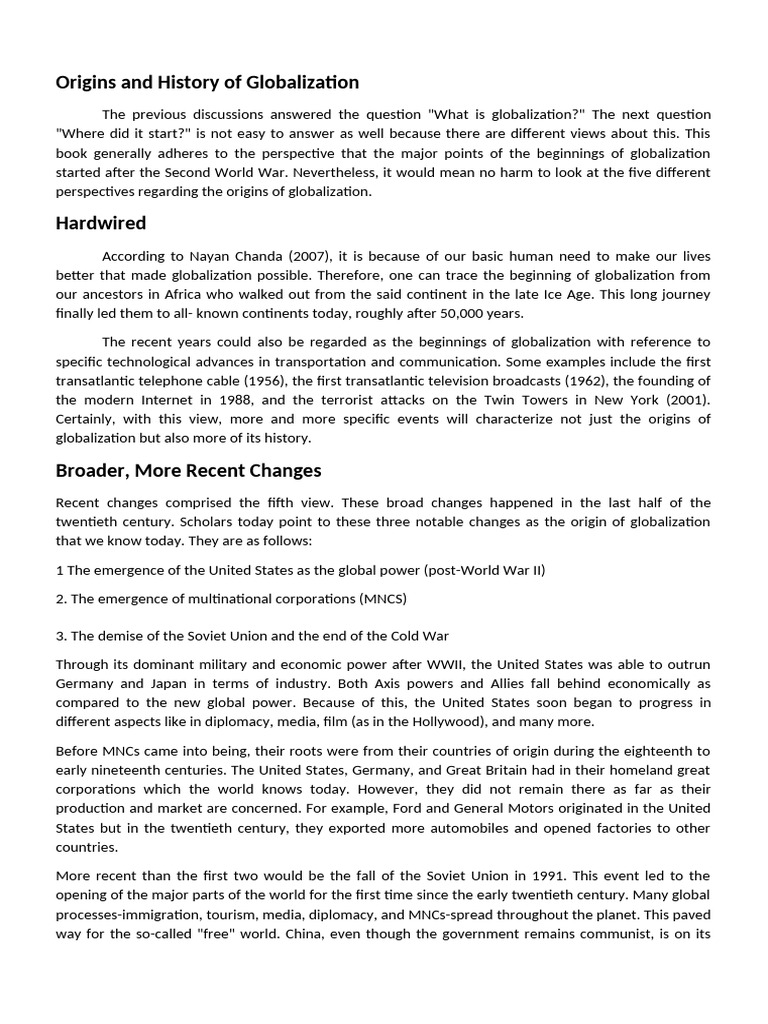 History of Globalization Notes | PDF | Globalization