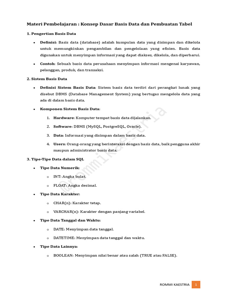 Konsep_Dasar_Basis_Data_dan_Pembuatan_Tabel | PDF