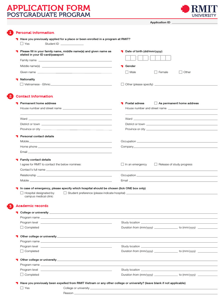 RMIT Vietnam Application Form Guide | PDF