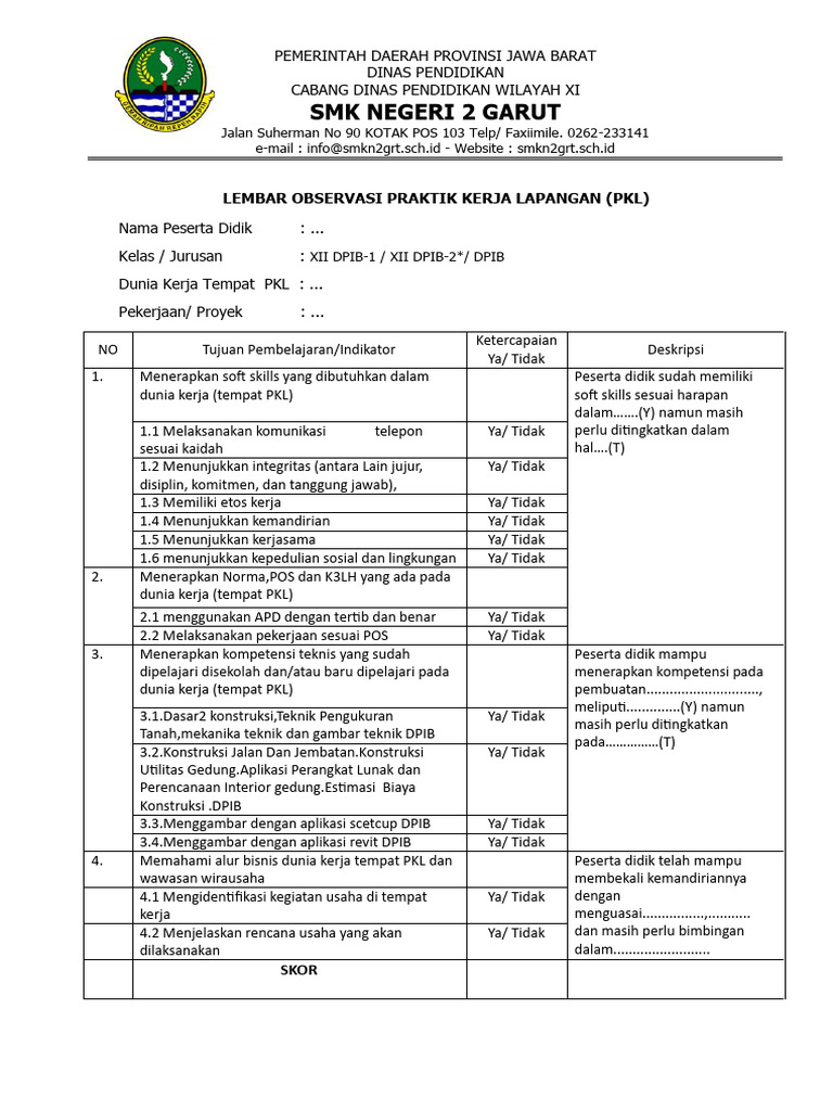 Lembar Observasi DPIB | PDF