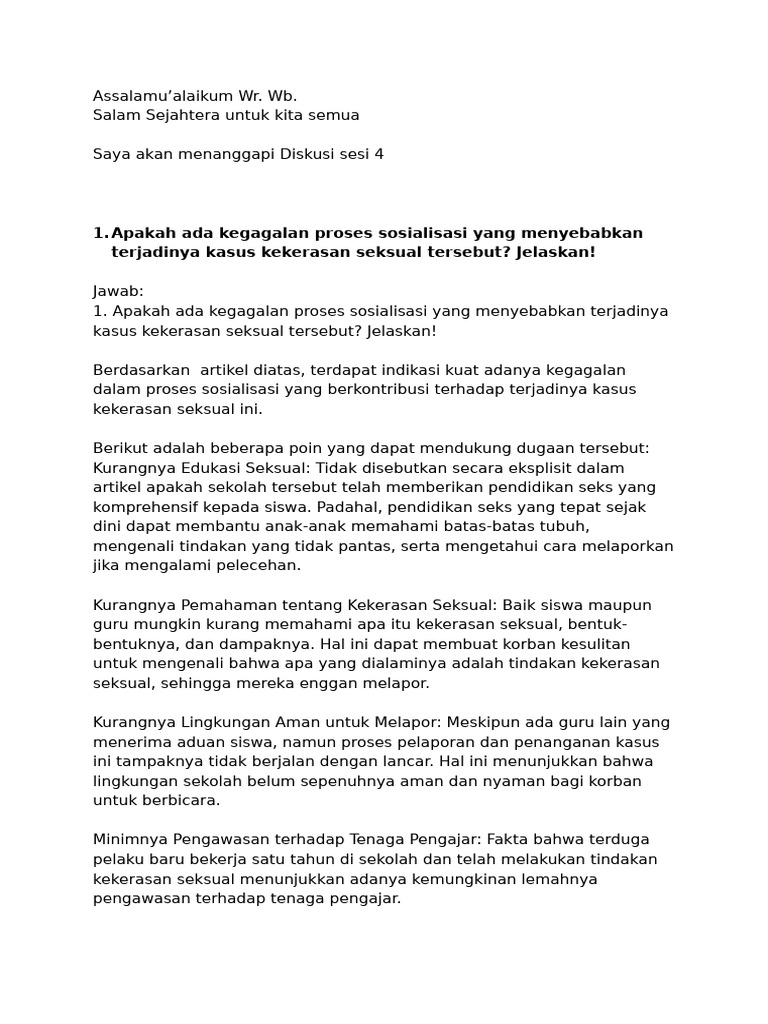 Kegagalan Sosialisasi dan Kekerasan Seksual | PDF