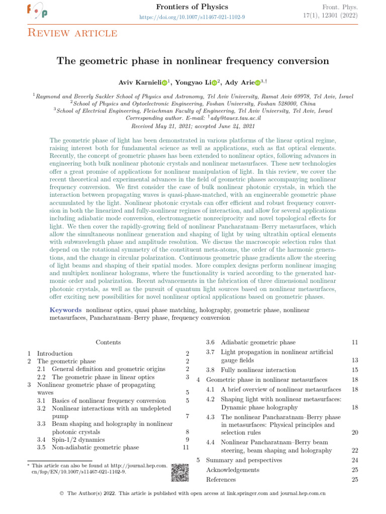 Geometric Phase in Nonlinear Frequency Conversion | PDF | Nonlinear Optics | Polarization (Waves)