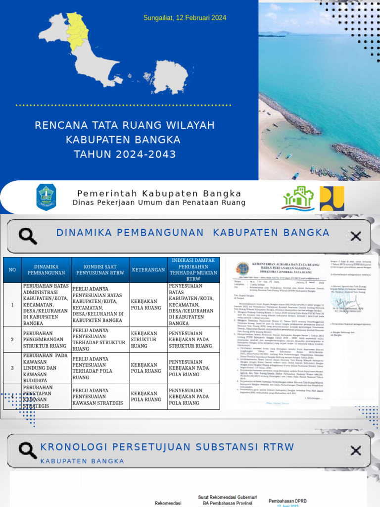 Paparan PJ Bupati Rencana Tata Ruang Wilayah Kabupaten Bangka Tahun 2024-2044 | PDF