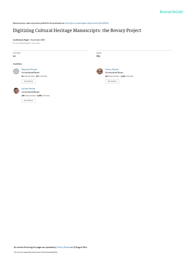 Digitizing Cultural Heritage Manuscripts The Bovar | PDF | Document | Textual Criticism