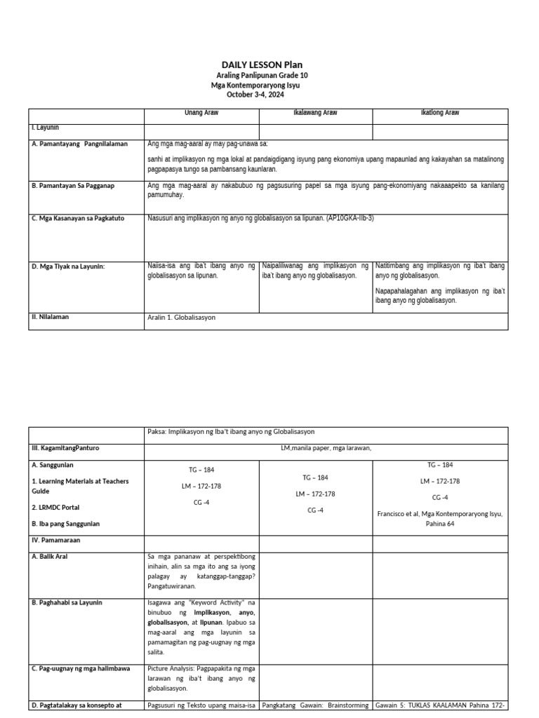 DLP Q2 Globalisasyon No. 3 | PDF