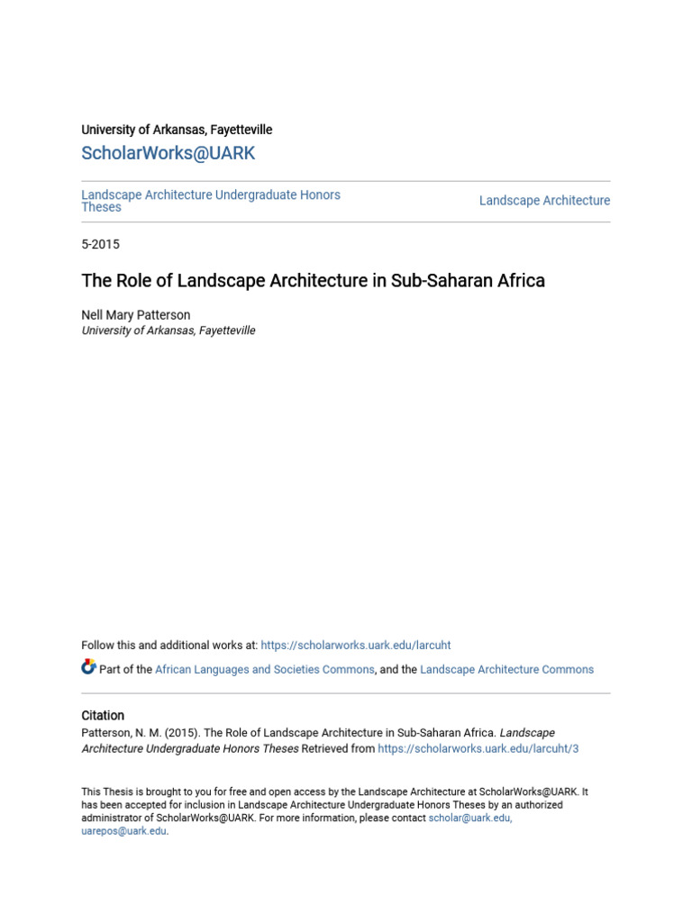 Landscape Architecture in Sub-Saharan Africa | PDF | Sampling ...