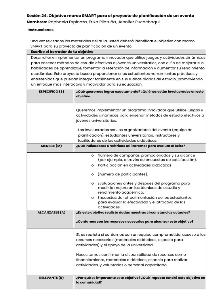 Plantilla Smart | PDF | Habilidades de estudio | Planificación