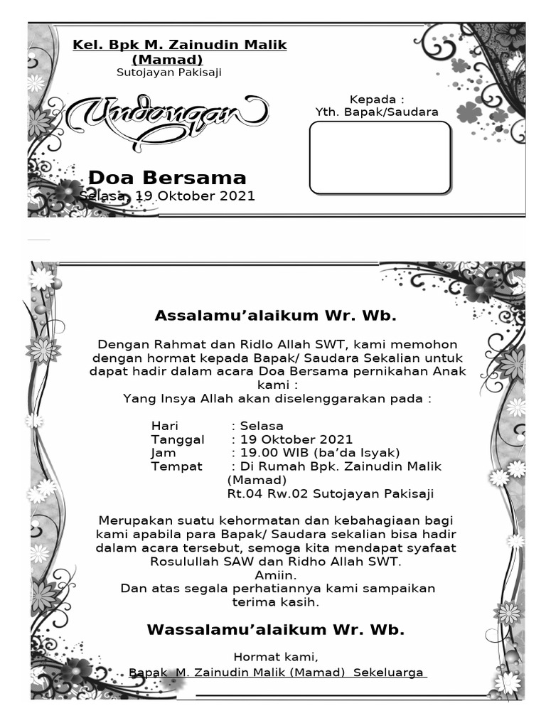 Undangan Doa Bersama | PDF