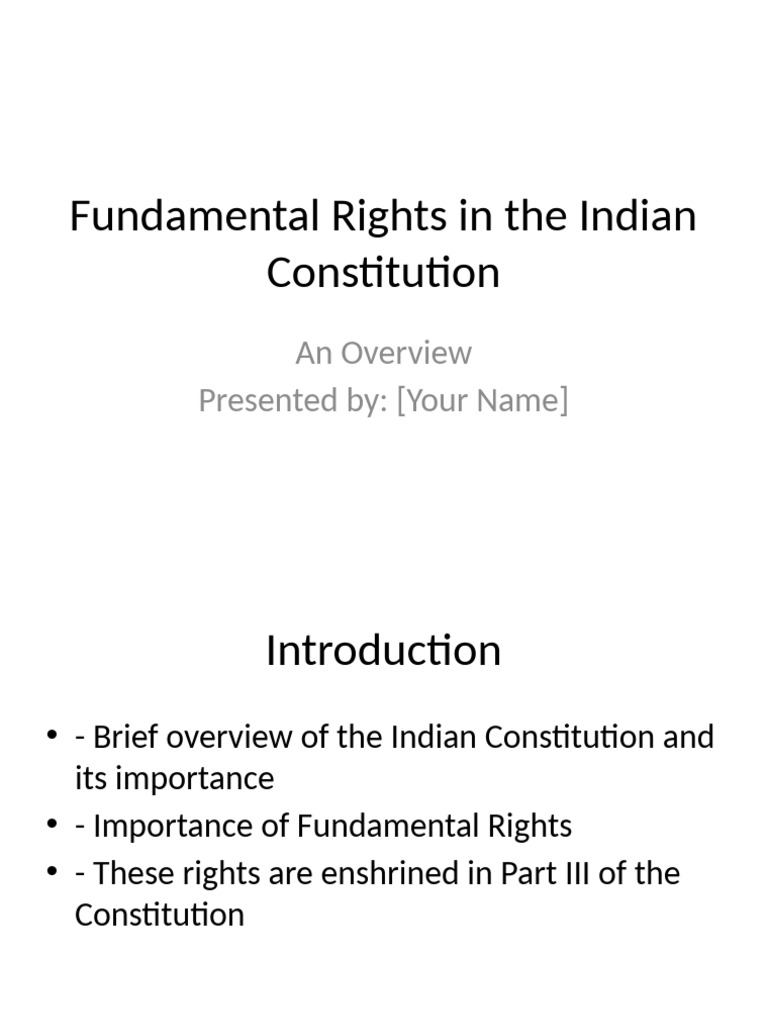 Fundamental Rights in Indian Constitution | PDF