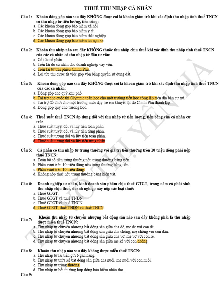 C6. Bài Tập Thuế TNCN | PDF