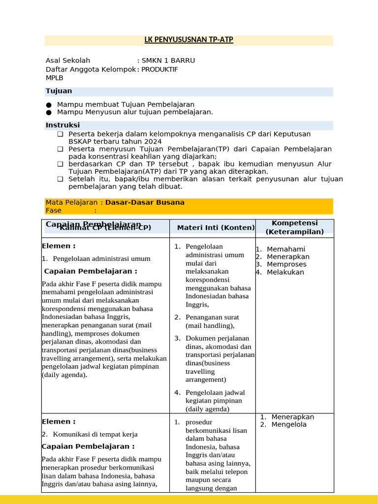 LK 1 - TP - Atp | PDF
