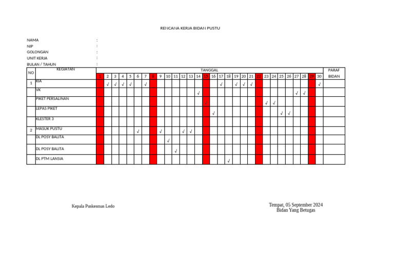 Rencana Kerja Bulan September 2024 | PDF