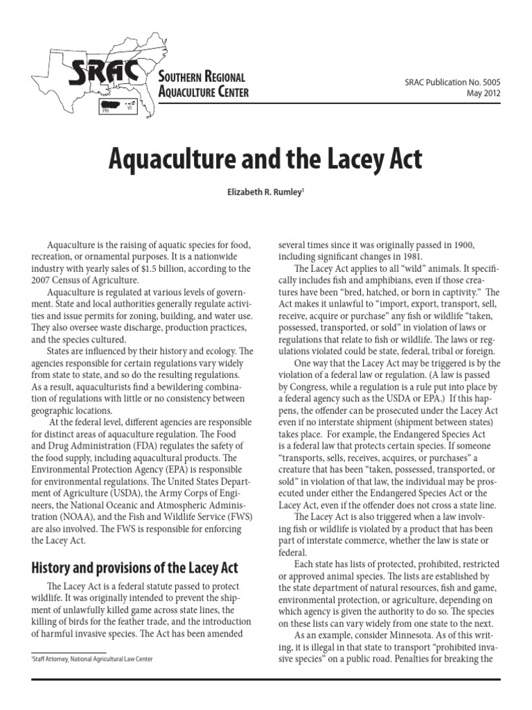 Aquaculture Regulations and the Lacey Act | PDF | Felony | Misdemeanor