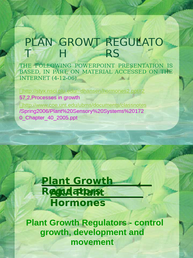 Plant Growth Regulators | PDF | Auxin | Plant Hormone