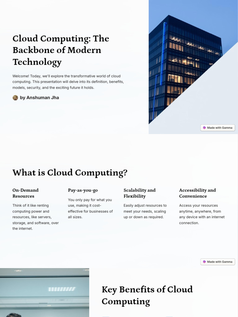 Cloud Computing the Backbone of Modern Technology | PDF | Cloud Computing | Scalability