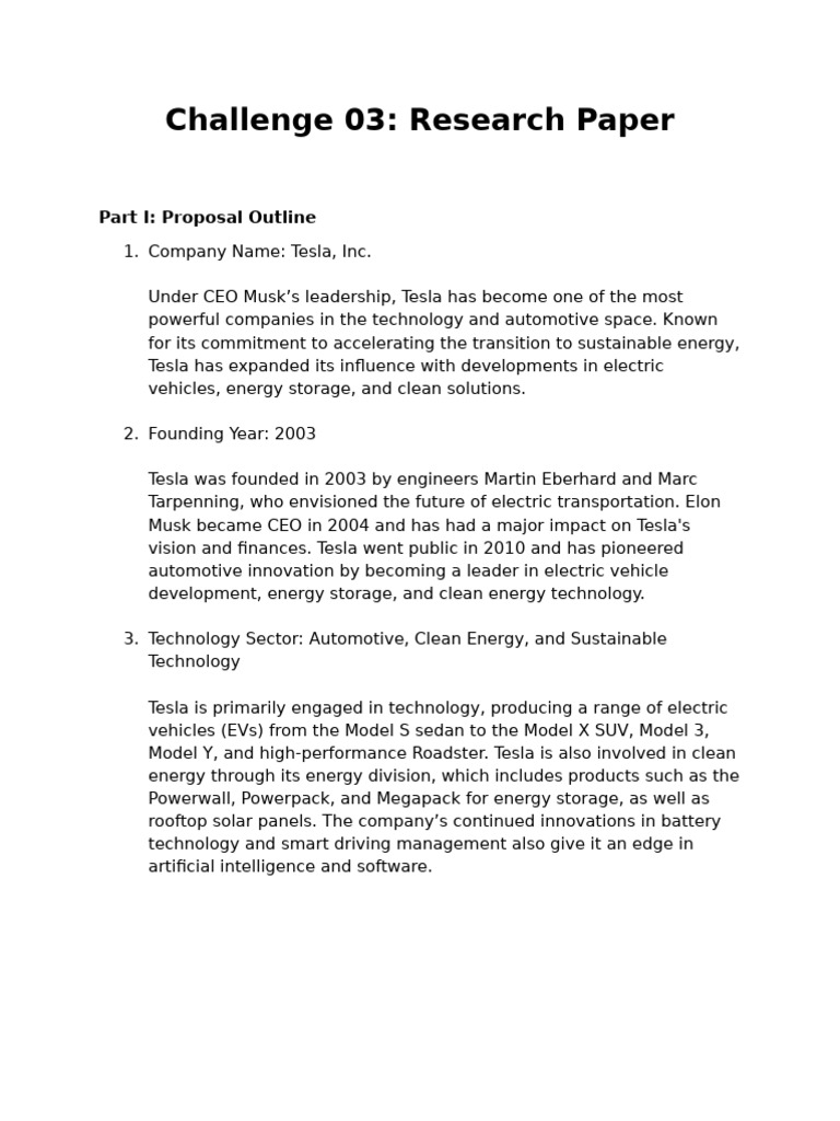 Challenge 03 Part 1 | PDF | Elon Musk | Electric Vehicle