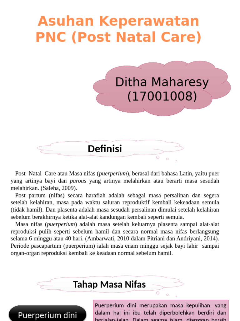 Asuhan Keperawatan PNC (Post Natal Care) : Ditha Maharesy (17001008) | PDF