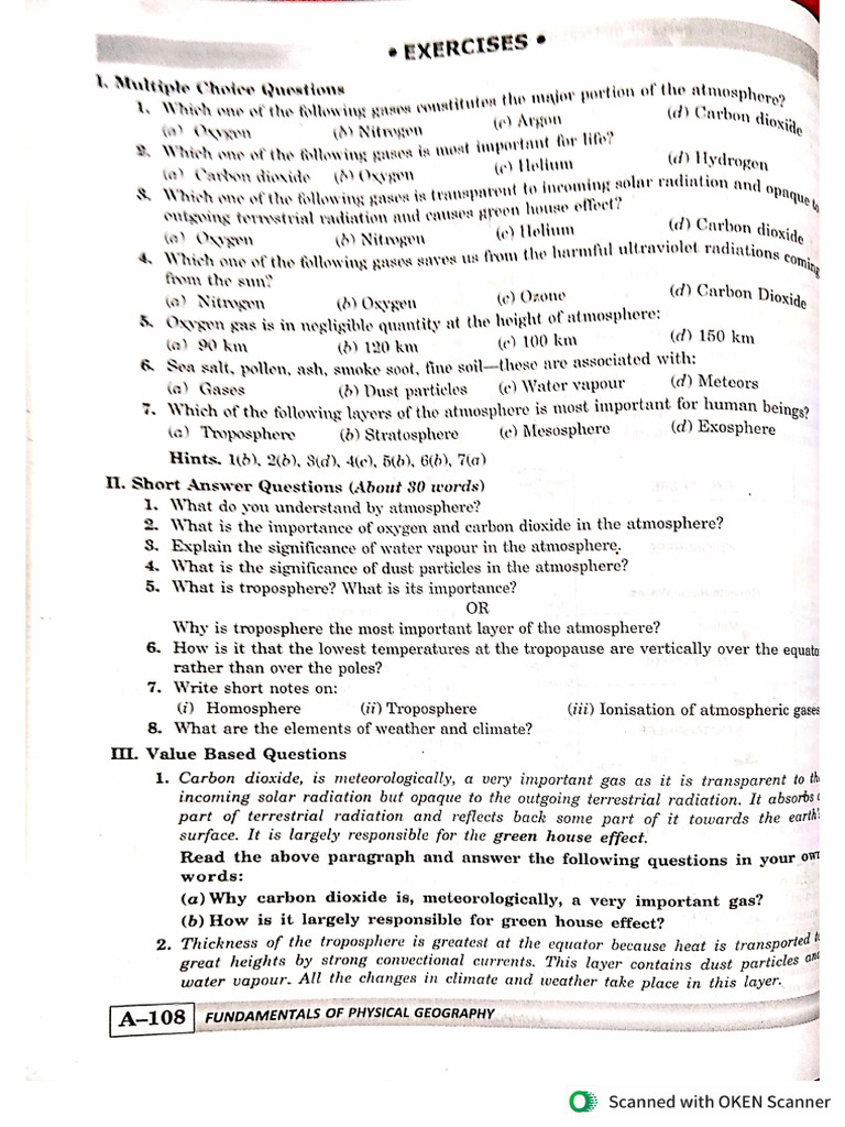 Geography Chapter 8 - Composition and Structure of Atmosphere | PDF