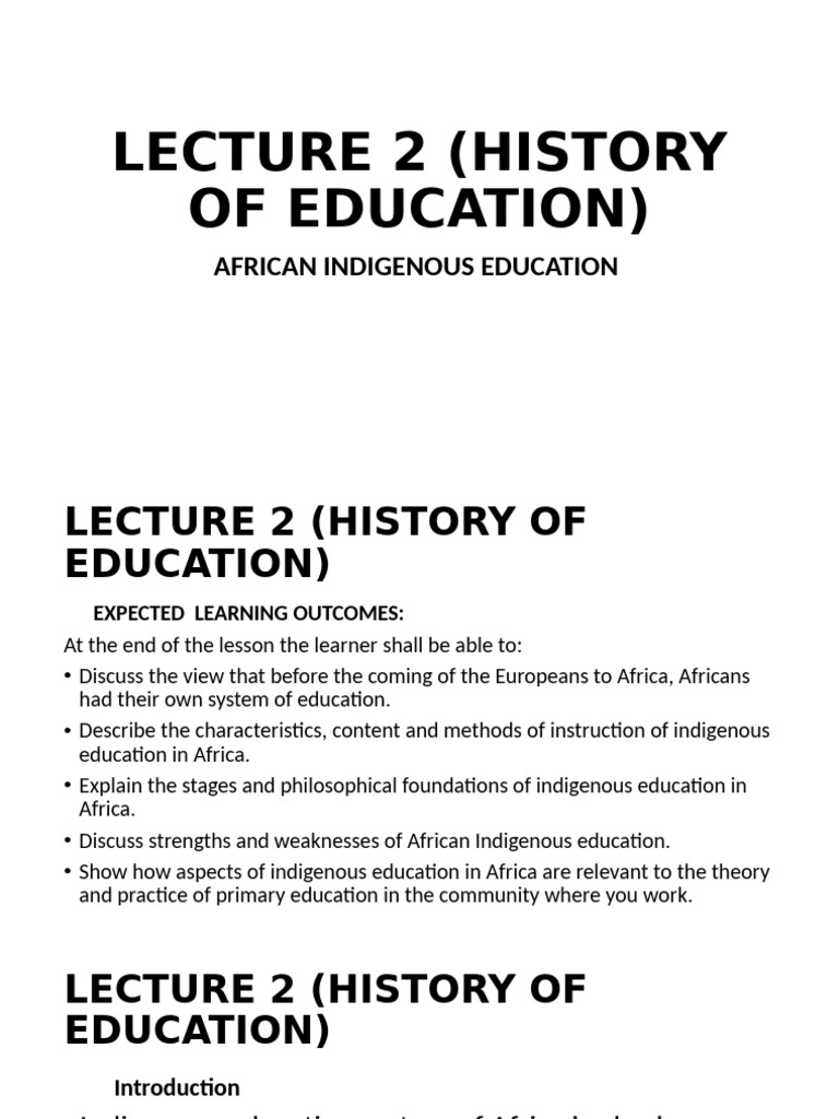 Lecture 2 (History of Education) | PDF | Learning | Traditions
