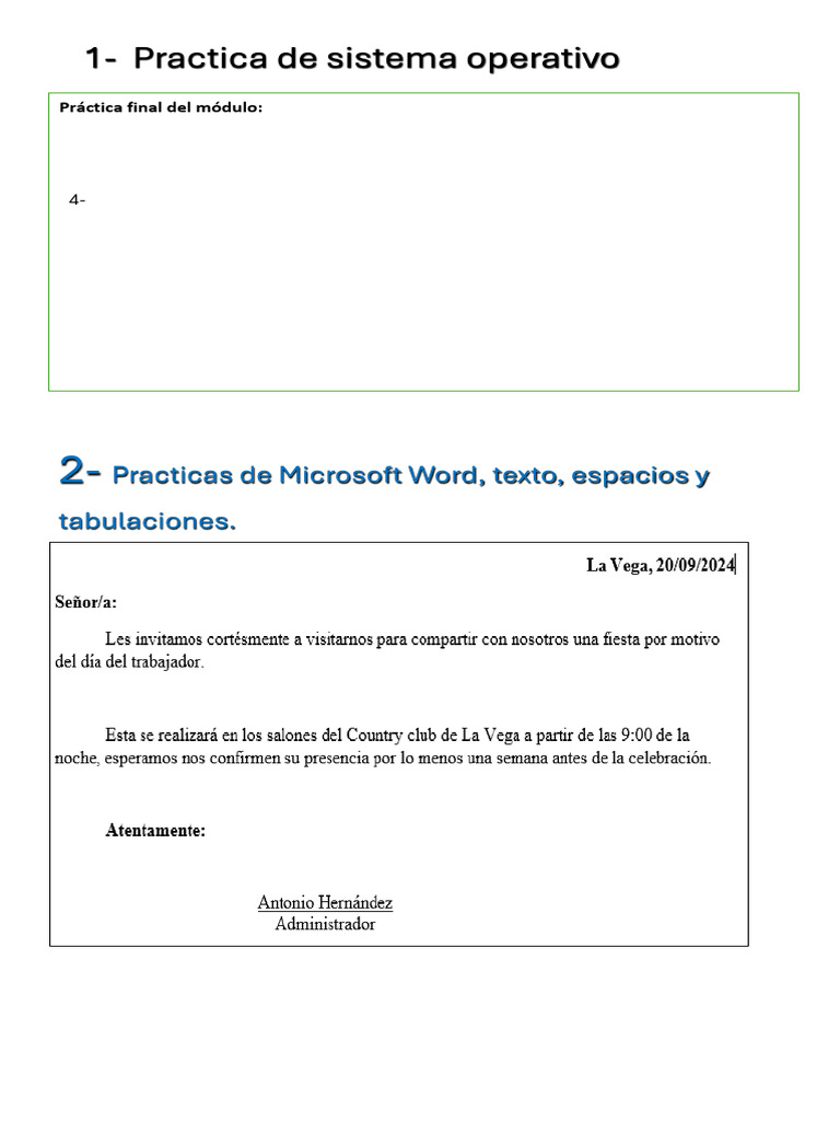 Practicas de Evaluacion Ofimatica Basica | PDF