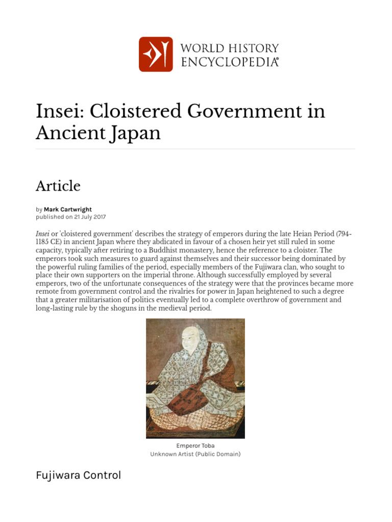 Insei - Cloistered Government in Ancient Japan - World History ...