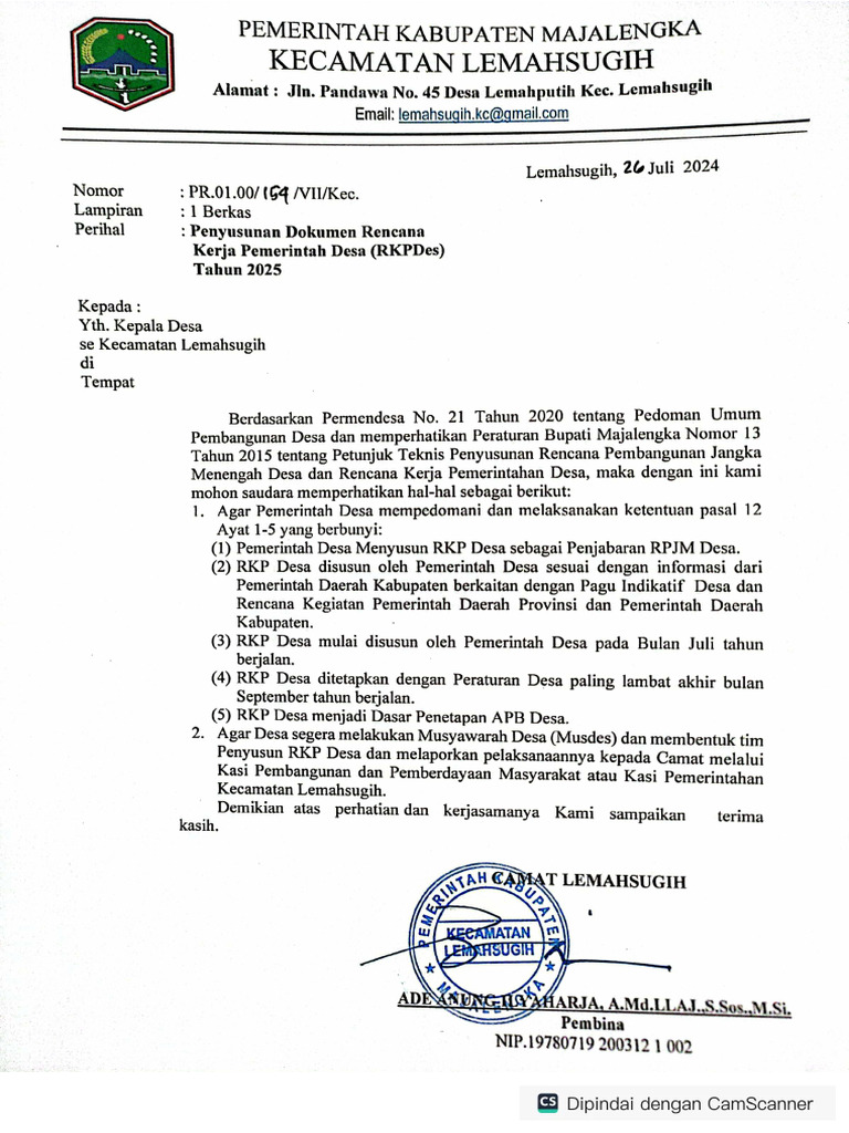 Surat Penyusunan RKPDes | PDF