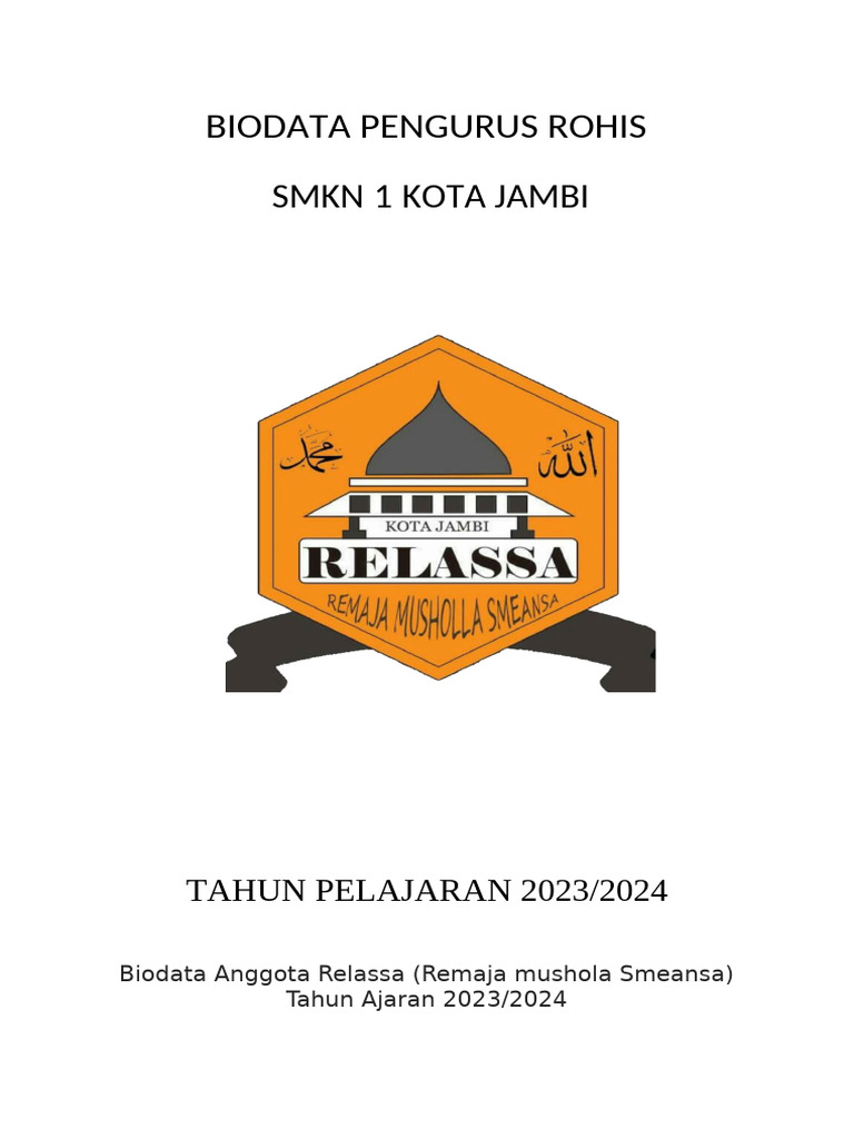 Biodata Pengurus Rohis 2023.2024 | PDF