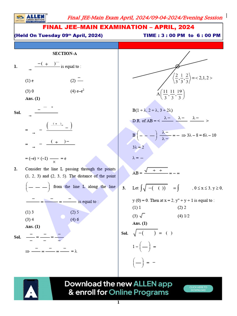 0904 Mathematics Paper With Solution Evening | PDF | Elementary ...