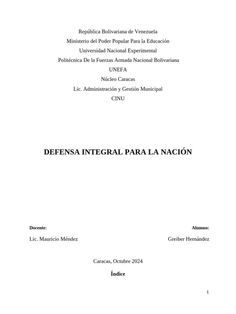 Defensa Integral para La Nación | PDF | Estado (política) | Valores