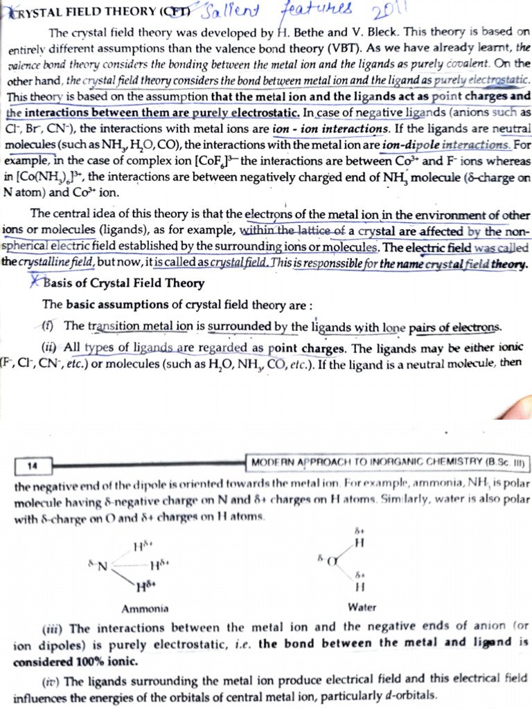 Crystal Field Theory Pdf Ion Coordination Complex