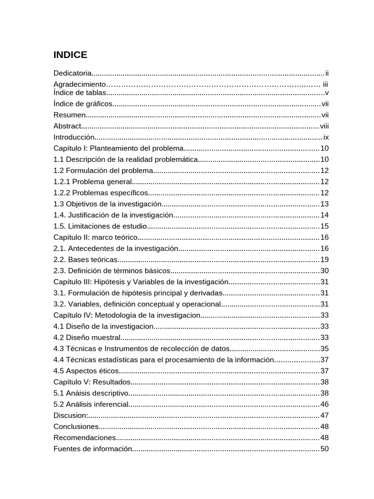 Formato de Indice de Tesis - New | PDF | Conocimiento procedimental ...