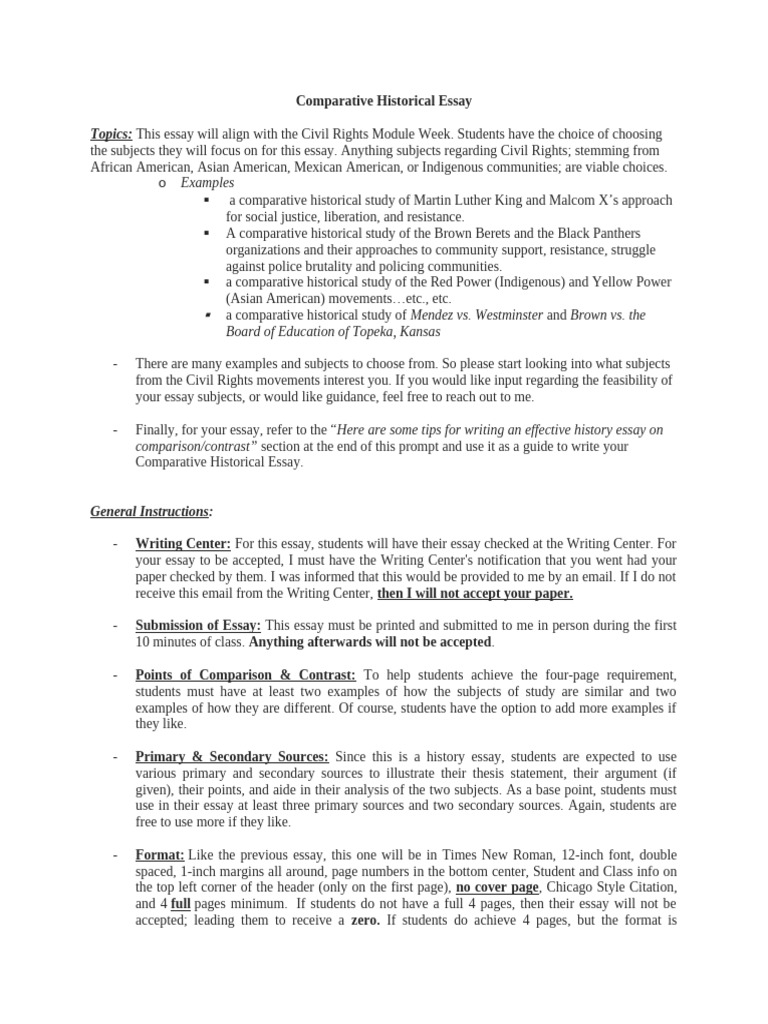 Comparative Historical Essay | PDF | Essays | Citation
