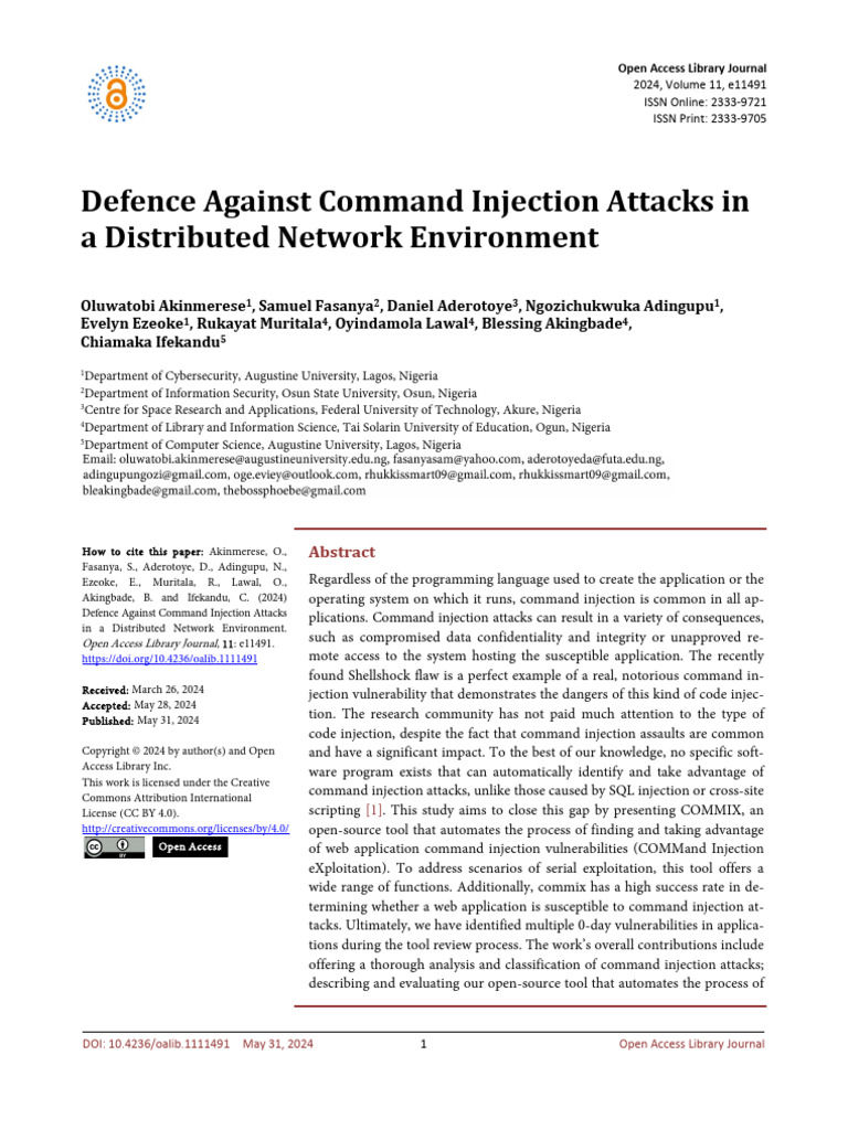 Defence Against Command Injection Attacks | PDF | World Wide Web ...