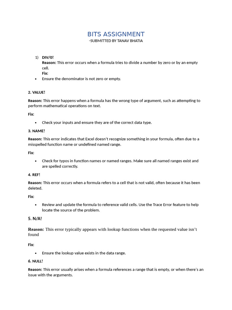 BITS ASSIGNMENT Errors | PDF